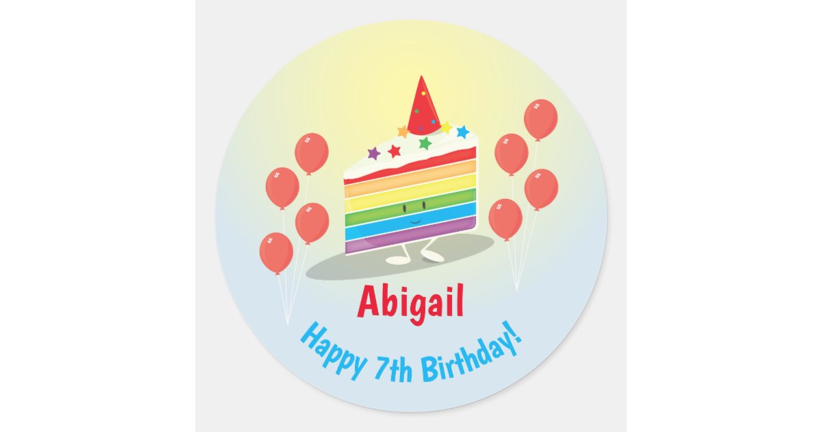 Rainbow Cake Birthday | Sticker | Zazzle