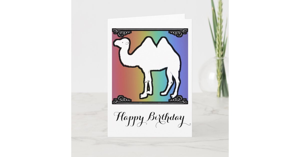 Rainbow Camel Birthday Card | Zazzle