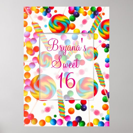 Rainbow Candy Candyland Birthday Party Banner Poster | Zazzle.com