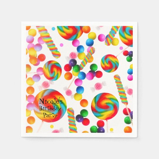 Rainbow Candy Sweet Birthday Party Candyland Paper Napkins | Zazzle.com