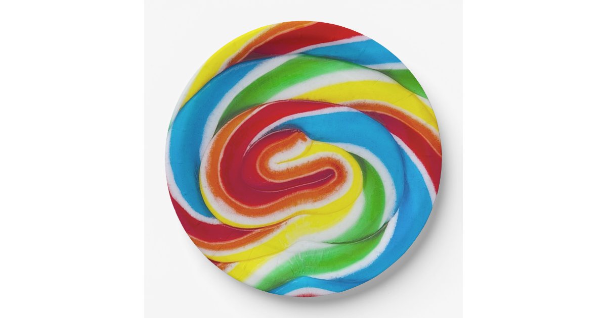 Rainbow Candy Swirls Paper Plates | Zazzle