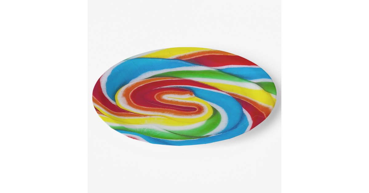 Rainbow Candy Swirls Paper Plates | Zazzle