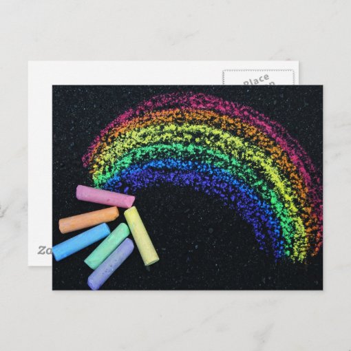Rainbow Chalk Postcard | Zazzle