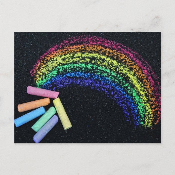 Rainbow Chalk Postcard | Zazzle.com