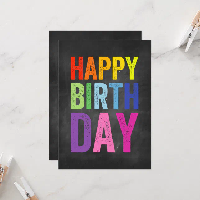Rainbow & Chalkboard Happy Birthday Card | Zazzle
