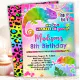 Rainbow Chameleon Birthday Party Invitation | Zazzle
