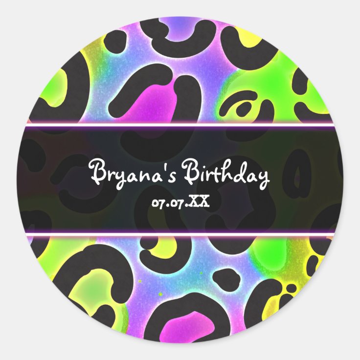 Rainbow Cheetah Leopard Print Party Stickers | Zazzle