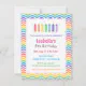 Rainbow Chevron Crayons Arts Kids Birthday Party Invitation | Zazzle