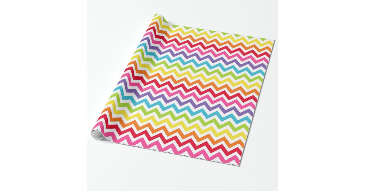 Rainbow Chevron Gift Wrap | Zazzle