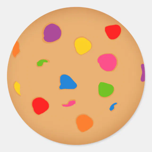 Rainbow Chocolate Chip Cookie Classic Round Sticker | Zazzle
