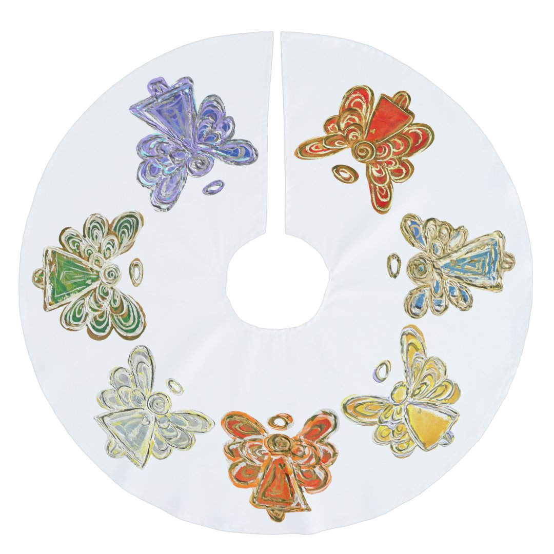 Rainbow Christmas Angel Tree Skirt | Zazzle