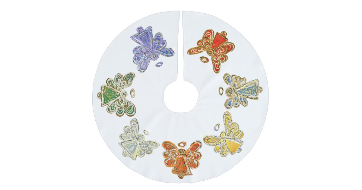 Rainbow Christmas Angel Tree Skirt | Zazzle
