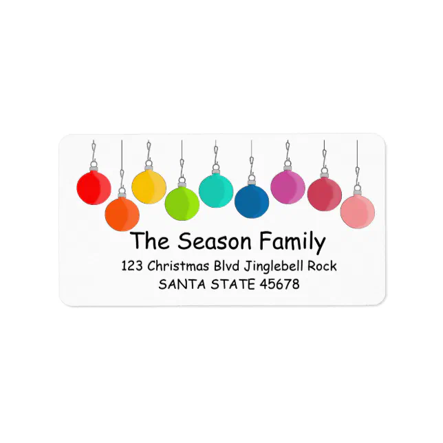 Rainbow Christmas baubles Label | Zazzle