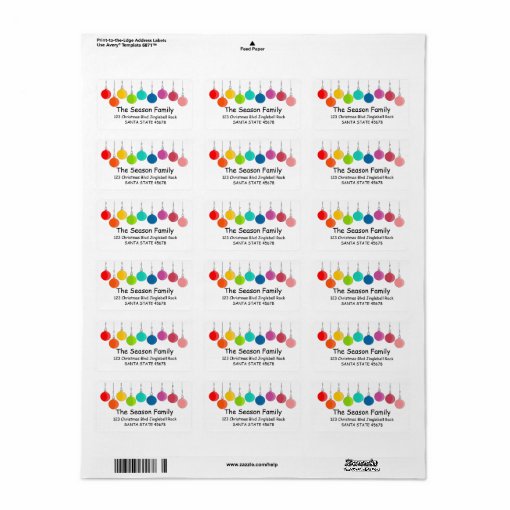 Rainbow Christmas baubles Label | Zazzle