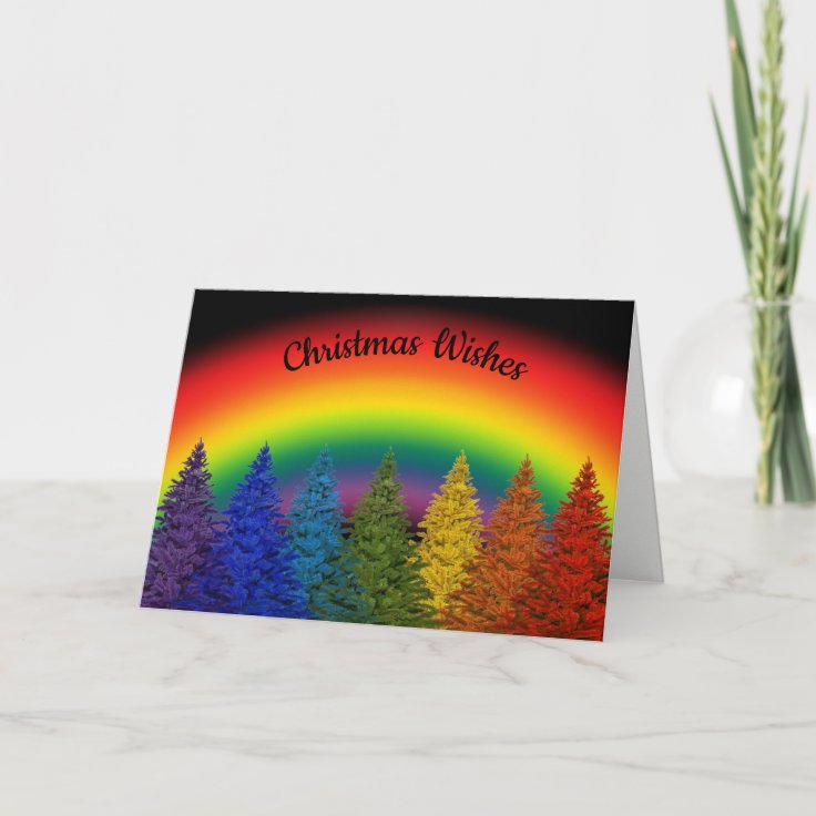 Rainbow Christmas Wishes. Holiday Card | Zazzle