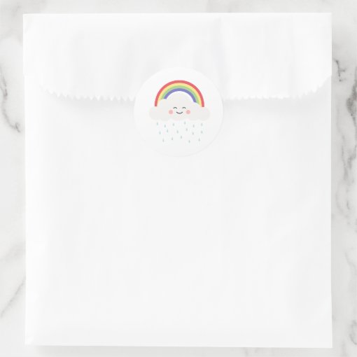 Rainbow & Cloud Classic Round Sticker | Zazzle