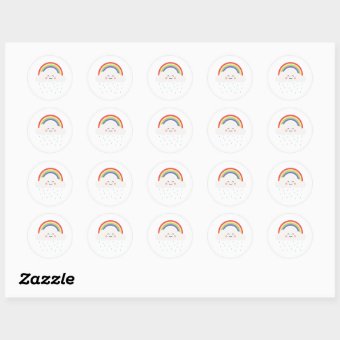 Rainbow & Cloud Classic Round Sticker | Zazzle
