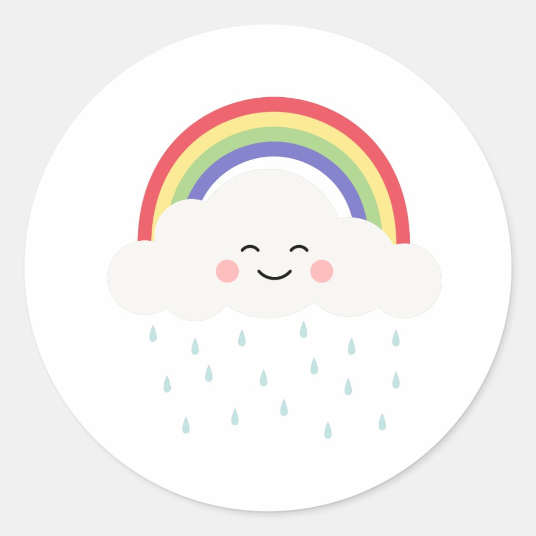 Rainbow & Cloud Classic Round Sticker | Zazzle
