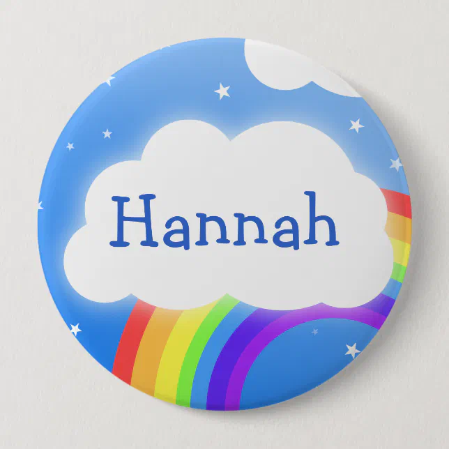 Rainbow cloud custom name - button badge | Zazzle