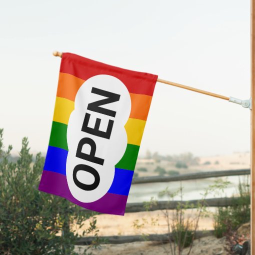 Rainbow Cloud Open Flag | Zazzle