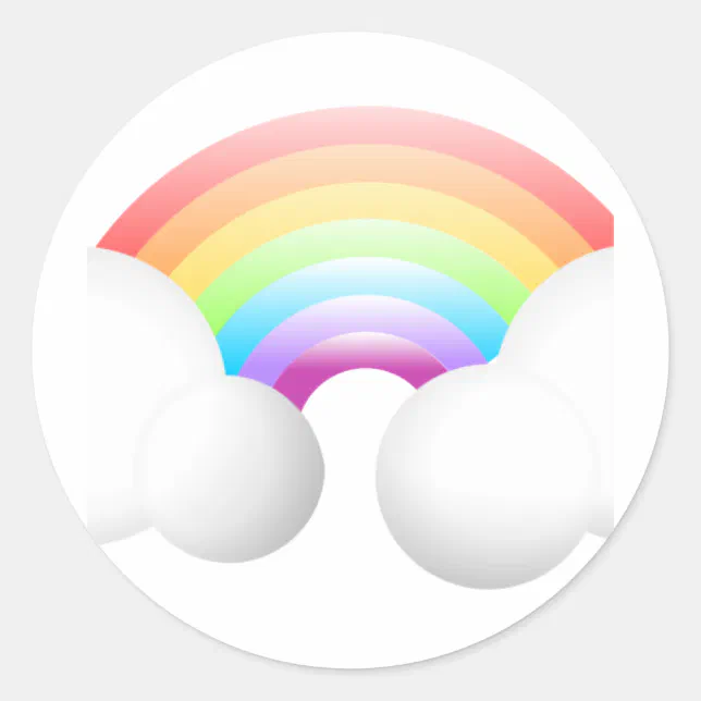 Rainbow & Clouds Classic Round Sticker | Zazzle