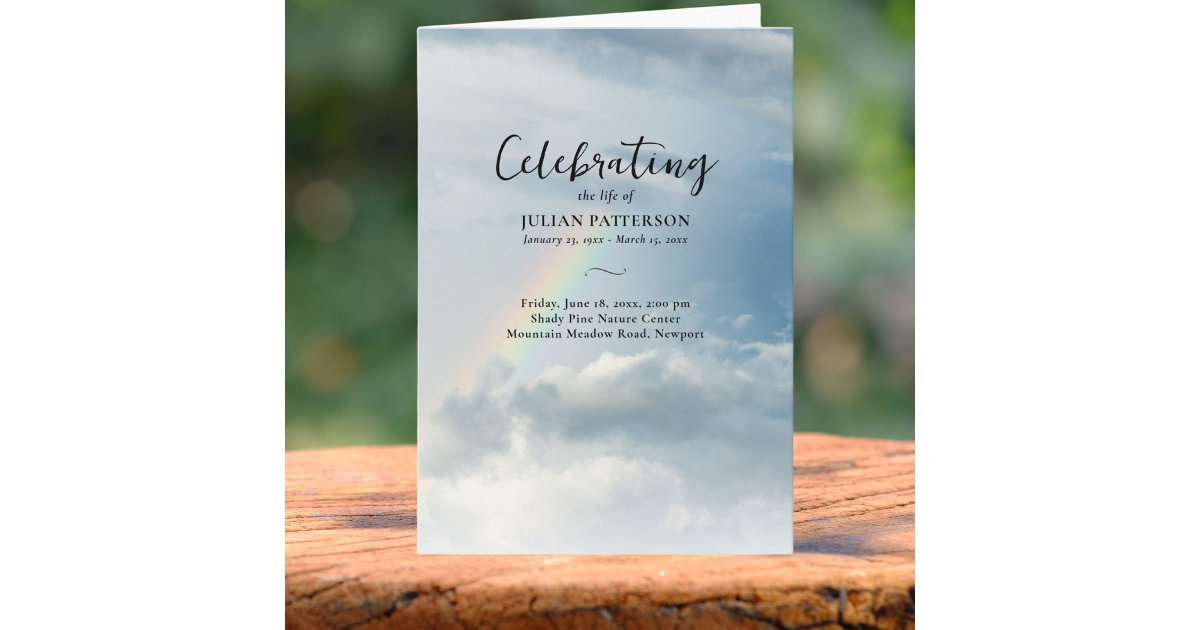 Rainbow Clouds Photo, Celebration of Life Funeral Program | Zazzle