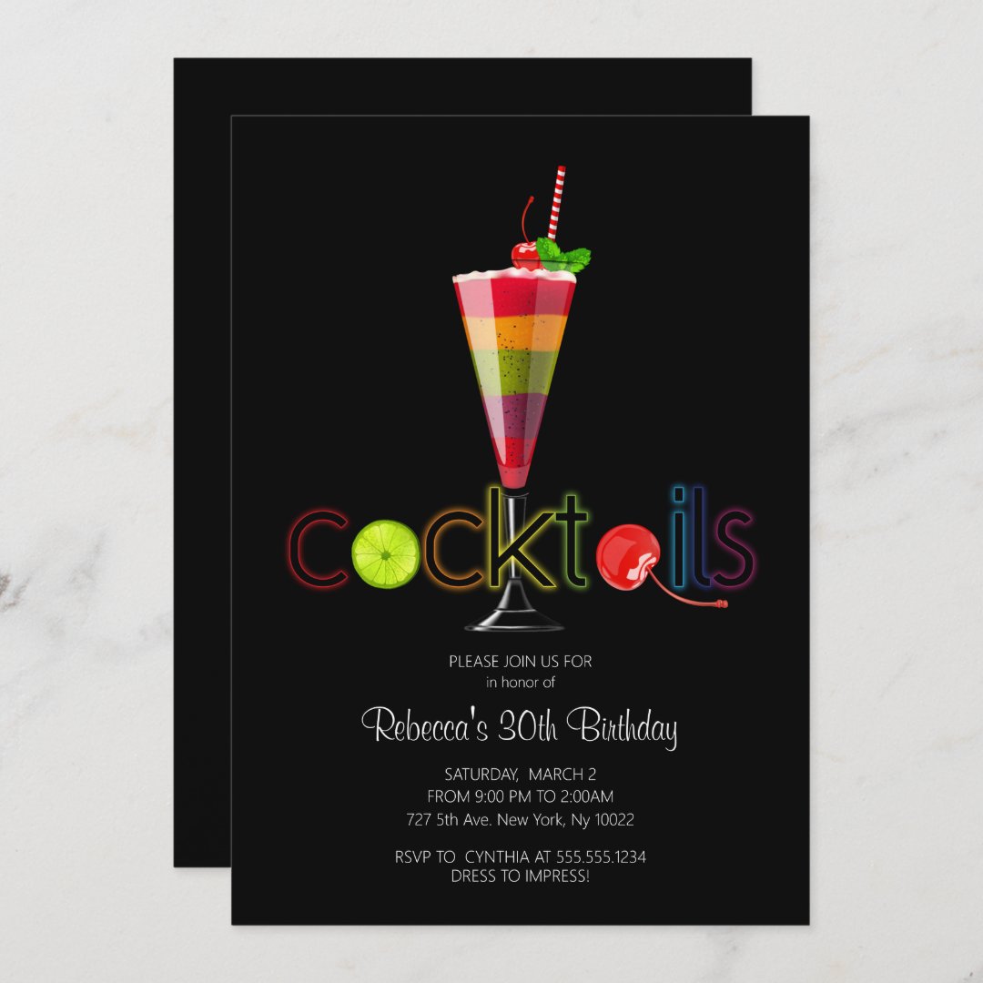 Rainbow Cocktail Party Invitations | Zazzle