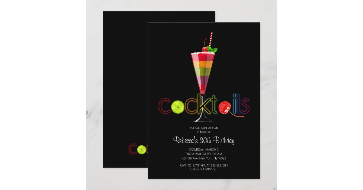 Rainbow Cocktail Party Invitations | Zazzle