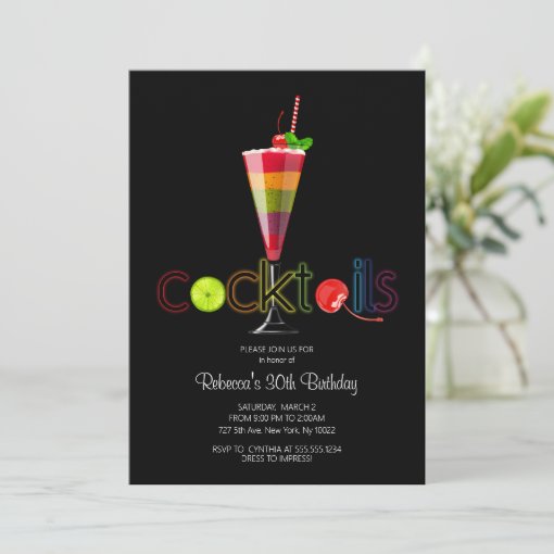 Rainbow Cocktail Party Invitations | Zazzle