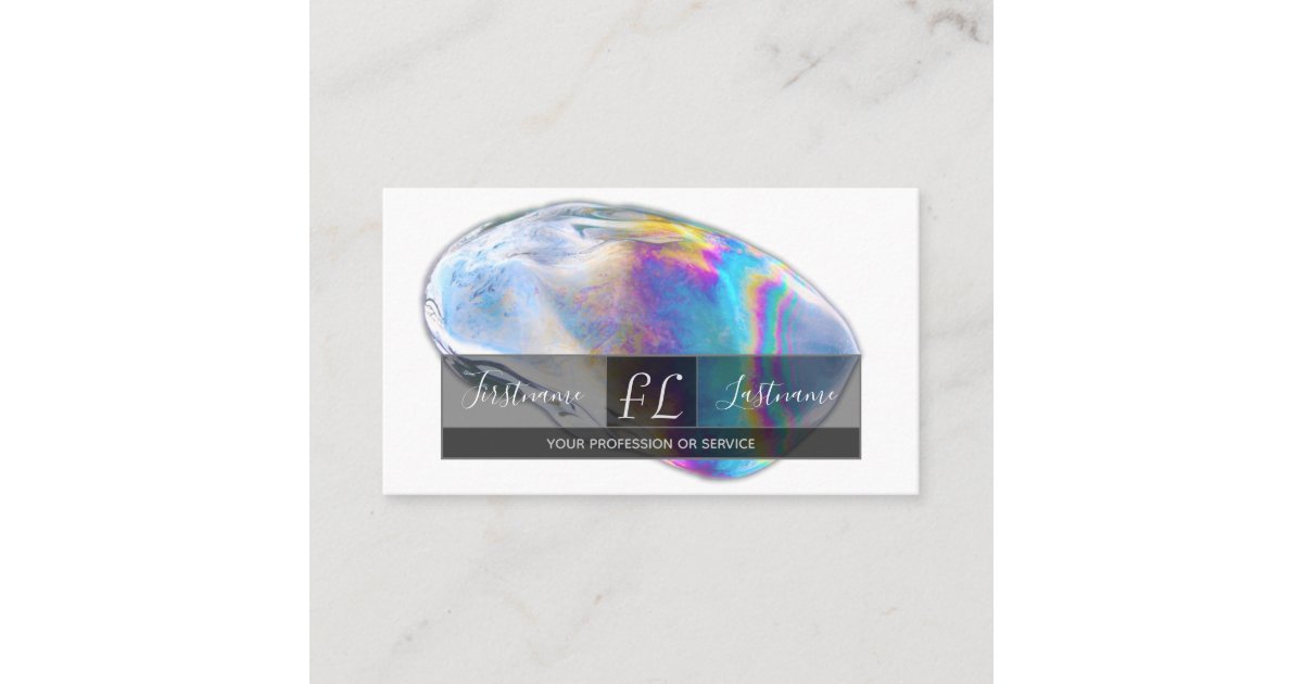 Rainbow color bubble mental health coach monogram business card | Zazzle