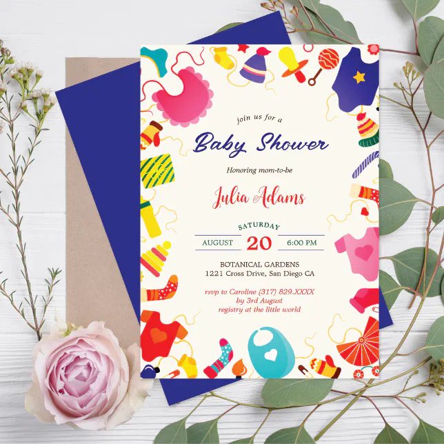 Rainbow Color Cute Wardrobe Baby Shower Invitation | Zazzle