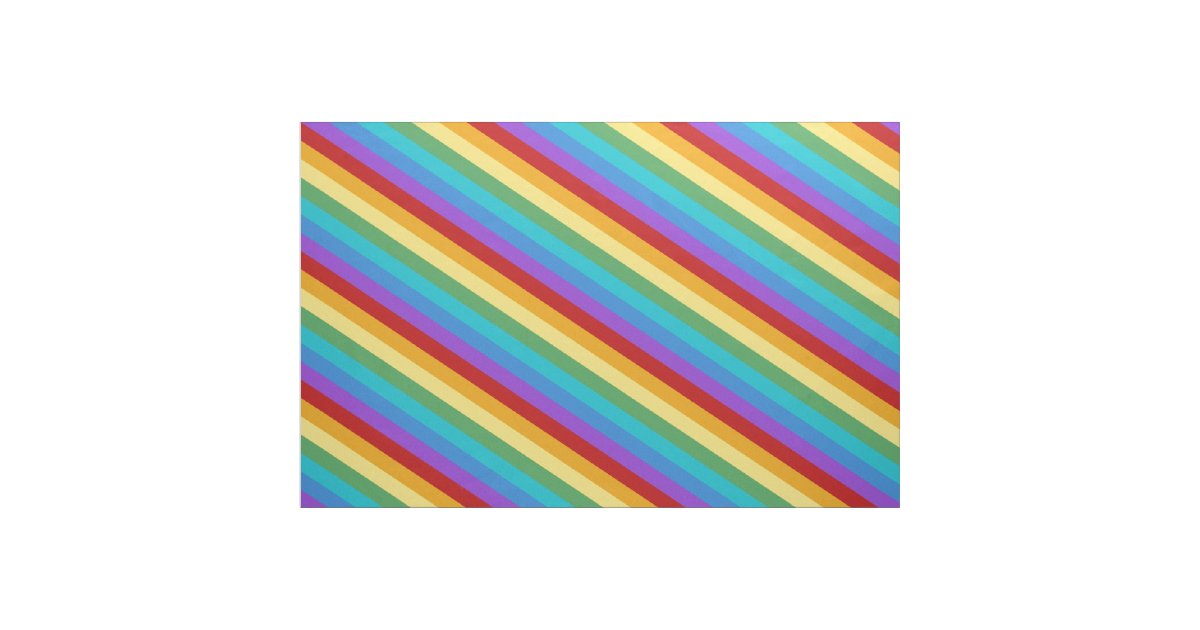 Rainbow Color Diagonal Stripes Pattern Fabric | Zazzle