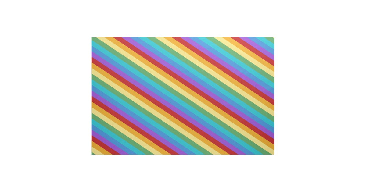 Rainbow Color Diagonal Stripes Pattern Fabric | Zazzle