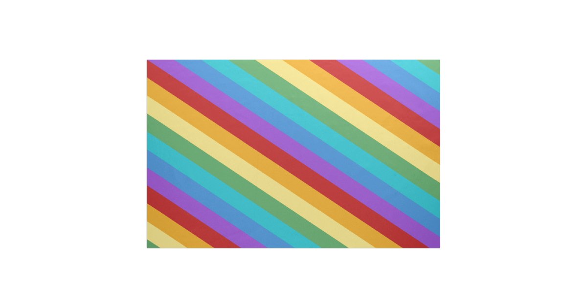 Rainbow Color Diagonal Stripes Pattern Fabric | Zazzle