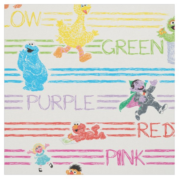 Sesame Pals Walking Along Sesame Street Pattern Fabric | Zazzle