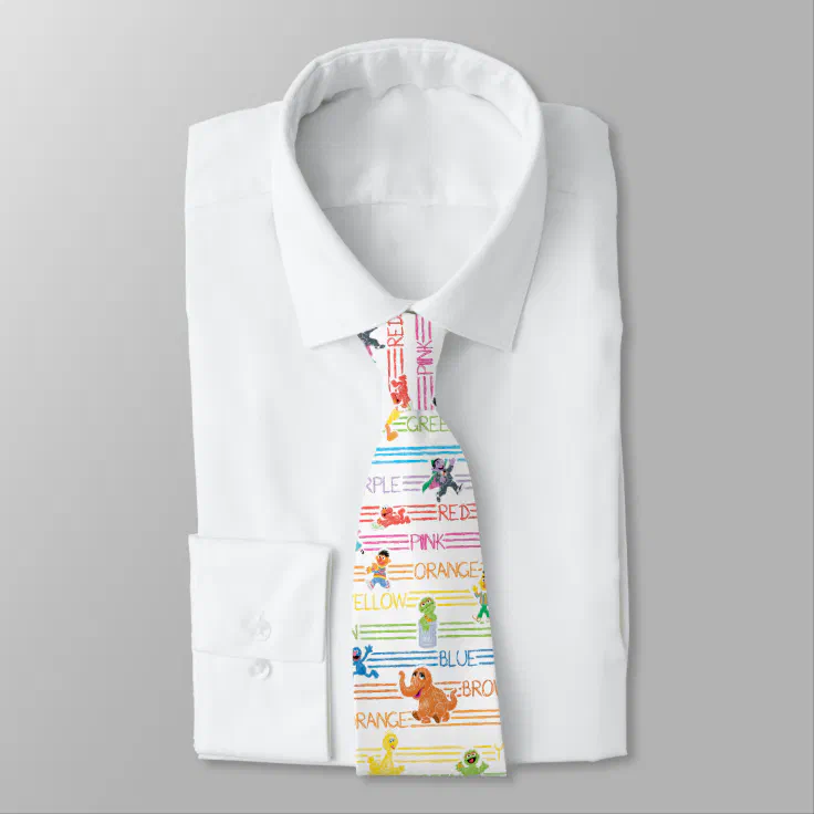 Rainbow Color Sesame Pals Pattern Neck Tie | Zazzle