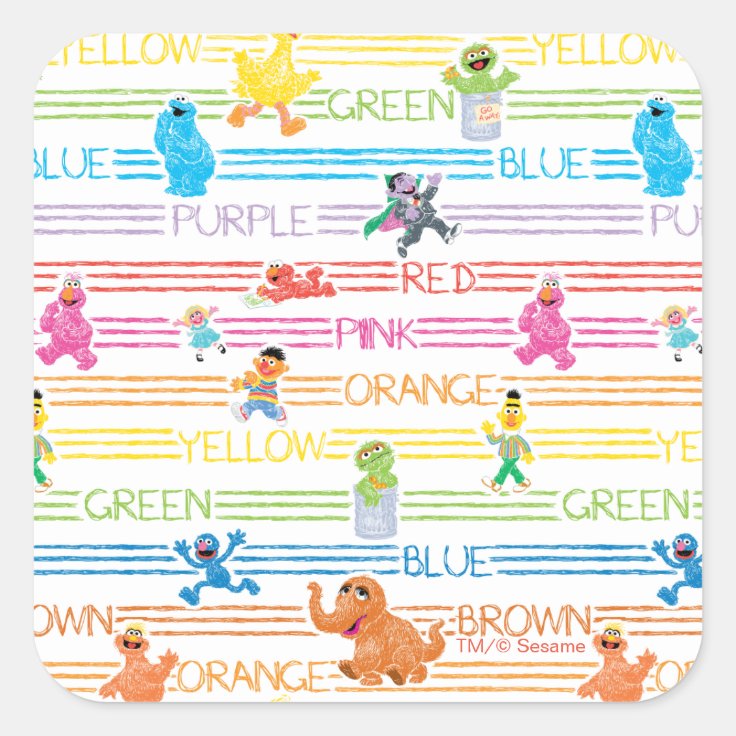 Rainbow Color Sesame Pals Pattern Square Sticker | Zazzle