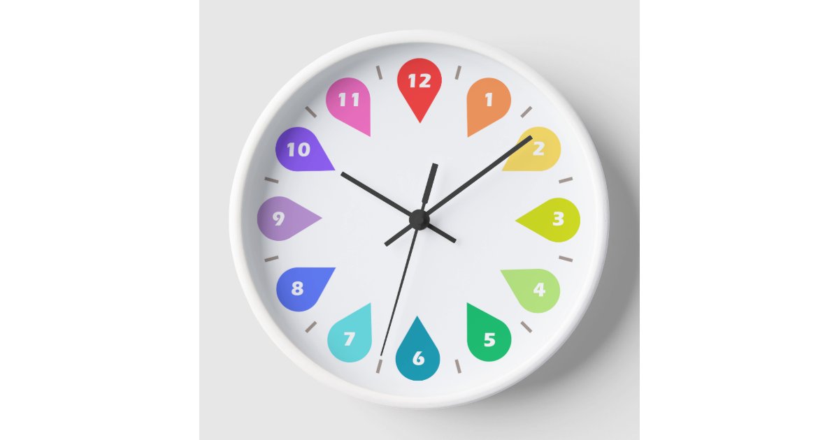 Rainbow Color Wheel Modern Artist Wall Clock Kids | Zazzle