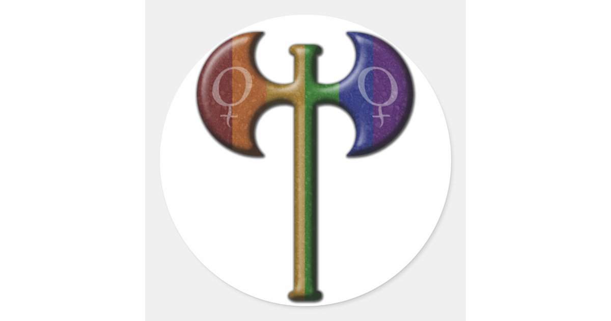 Rainbow Colored Lesbian Pride Labrys Classic Round Sticker Zazzle