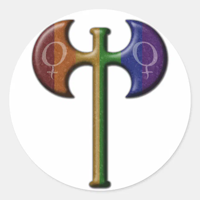 Rainbow Colored Lesbian Pride Labrys Classic Round Sticker Zazzle