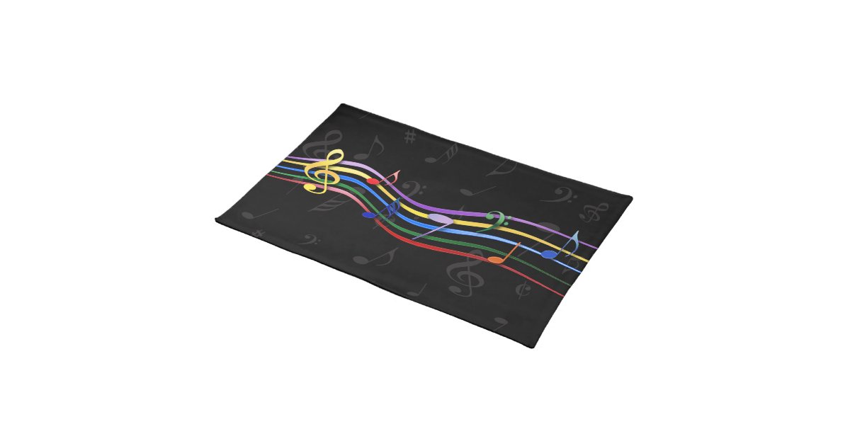 Rainbow Colored Music Notes Cloth Placemat | Zazzle