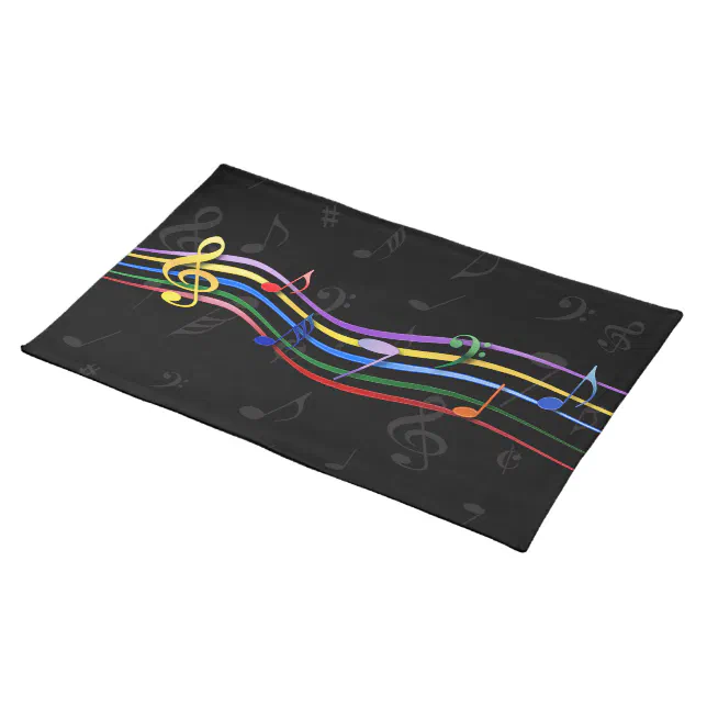 Rainbow Colored Music Notes Cloth Placemat | Zazzle