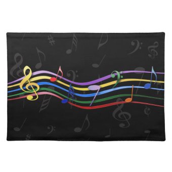 Rainbow Colored Music Notes Cloth Placemat | Zazzle