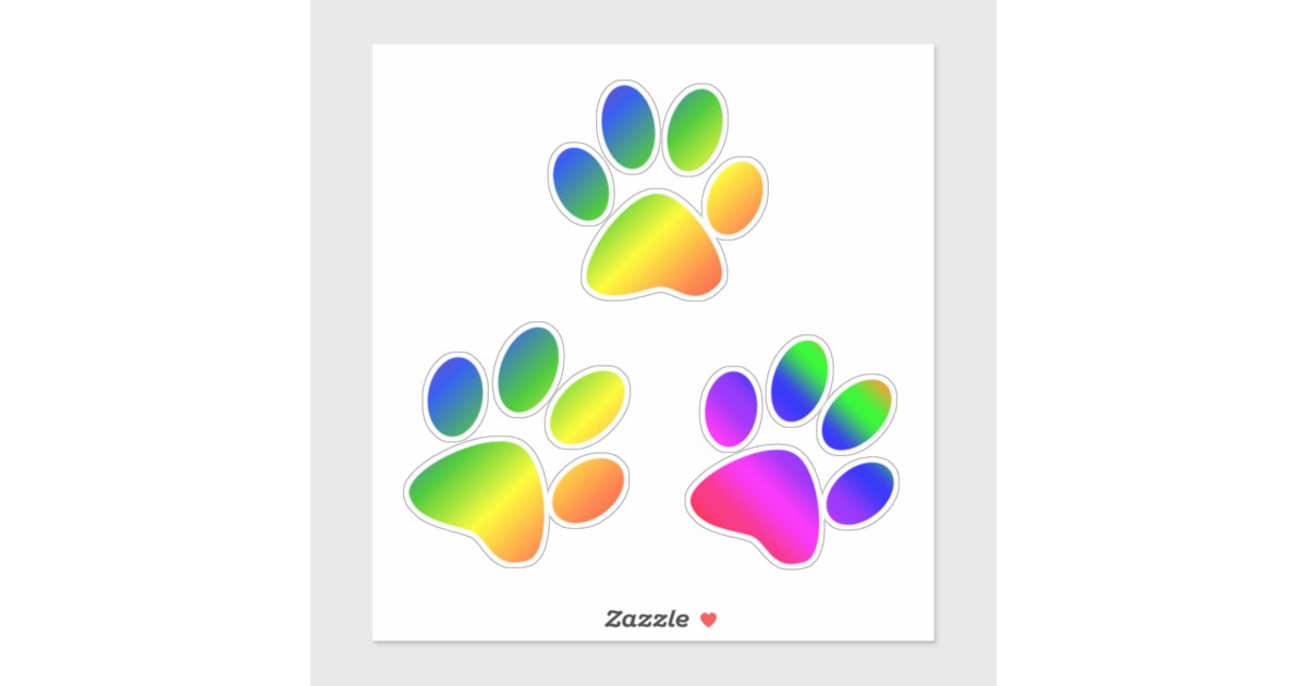 Rainbow Colored Paw Prints Sticker | Zazzle