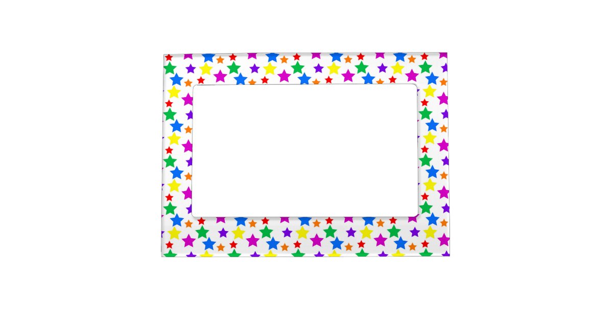 Rainbow Colored Stars Magnetic Photo Frame | Zazzle