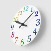 rainbow colorful numbers wall clock | Zazzle