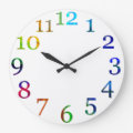 rainbow colorful numbers wall clock | Zazzle