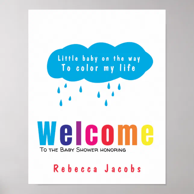 Rainbow colors baby shower welcome poster | Zazzle