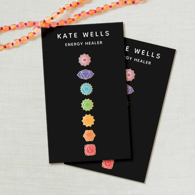 Rainbow Colors Chakras Spiritual Energy Healer Business Card | Zazzle