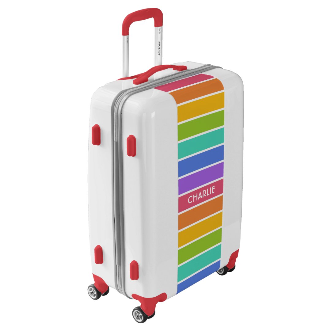 Rainbow Colors custom monogram luggage | Zazzle